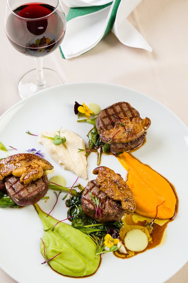 Beef filets with foie gras stock image. Image of gras - 104837425