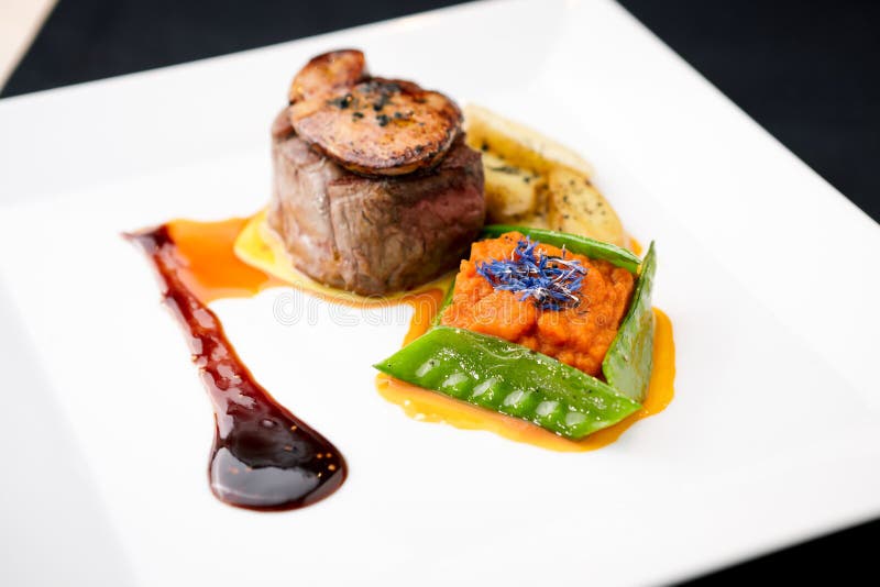 Plate of fine dining meal stock photo. Image of lamb - 11337266