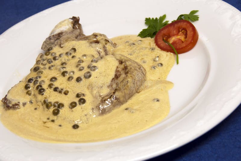 Beef Fillet with Green Pepper Sauce Stock Photo - Image of delight ...