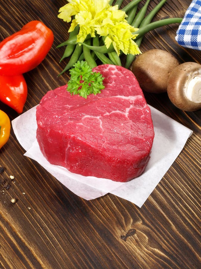Beef Fillet Steak on Wooden Background Stock Image - Image of cooking ...