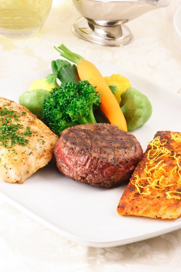 Beef,fish and Chicken Feast Stock Image - Image of natural, cooked: 4640641