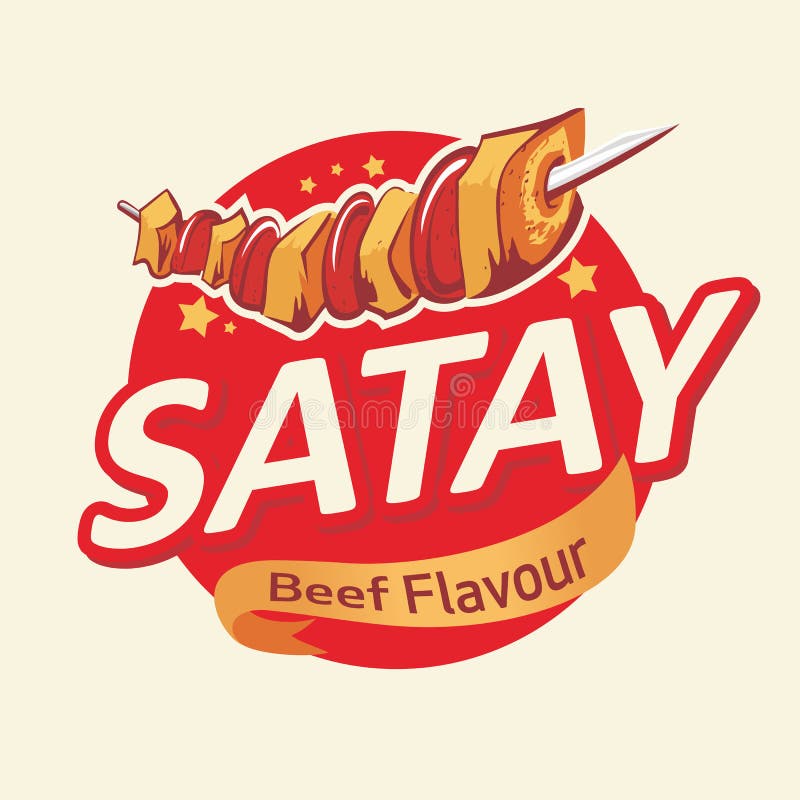 Beef Flavour Satay Barbeque Logo Stock Vector - Illustration of badges ...