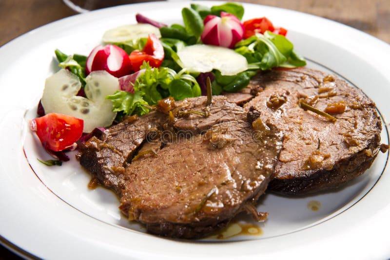 Beef Garnished with Fresh Salad Stock Image - Image of lamb, profiles ...