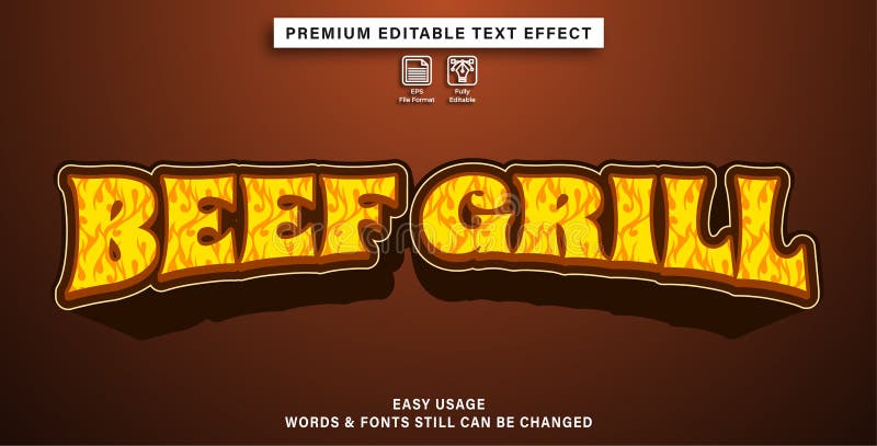 Beef Grill Editable Text Effect, Text Graphic Style, Font Effect Stock ...