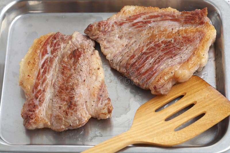 Beef Grill and Wooden Spoon Stock Photo - Image of meat, fried: 39767934