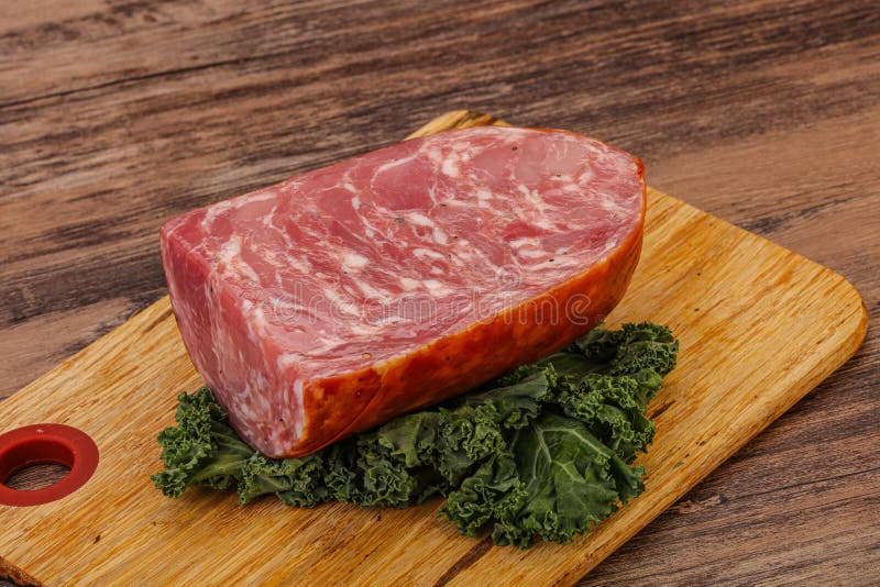 Beef ham piece over board stock photo. Image of dinner - 198225070