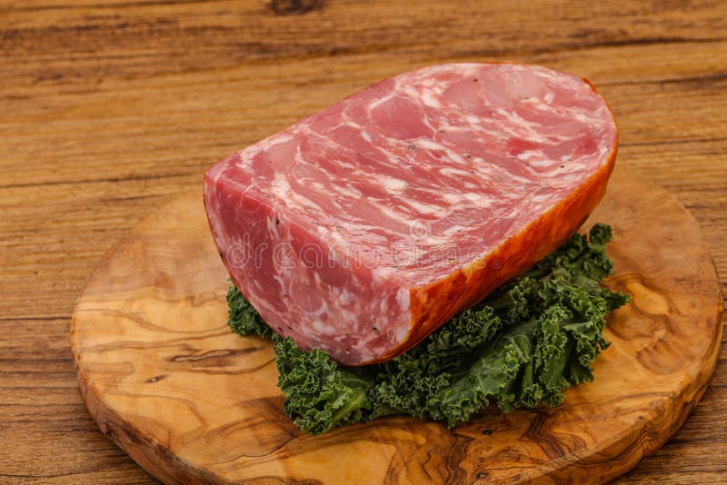 Beef ham piece over board stock image. Image of delicious - 198732811