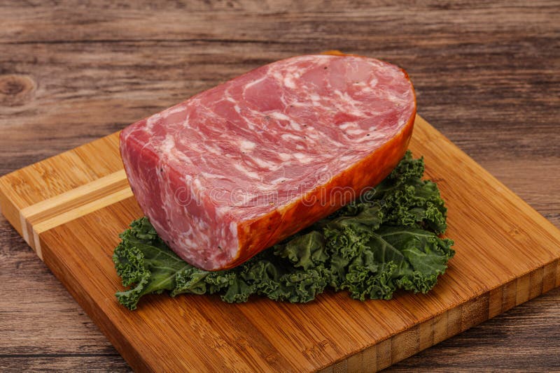 Beef ham piece over board stock photo. Image of sliced - 205880018