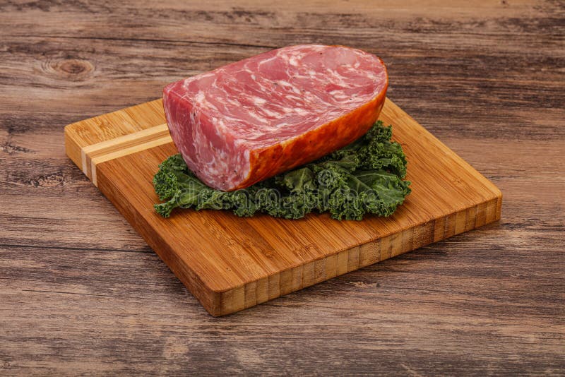 Beef ham piece over board stock image. Image of delicatessen - 209387211