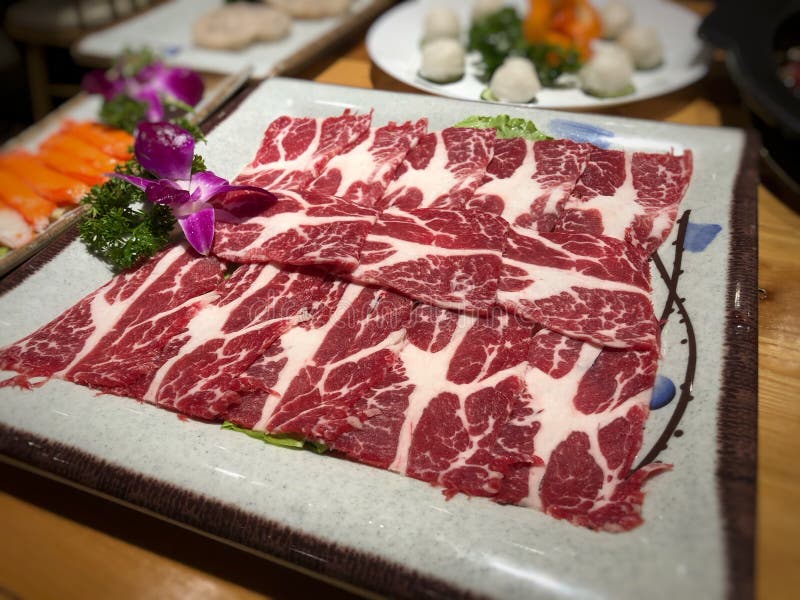Beef in Hot Pot with a Grey Plate Stock Photo - Image of chop, close ...