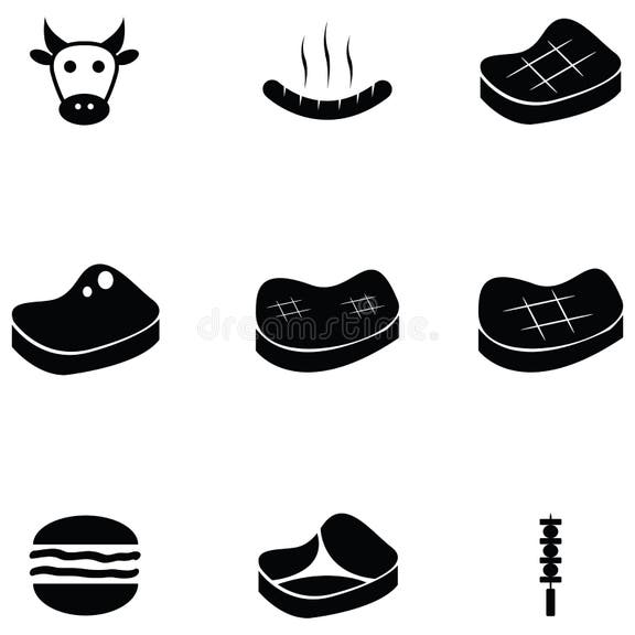 Beef icon set stock vector. Illustration of symbol, vector - 107346022