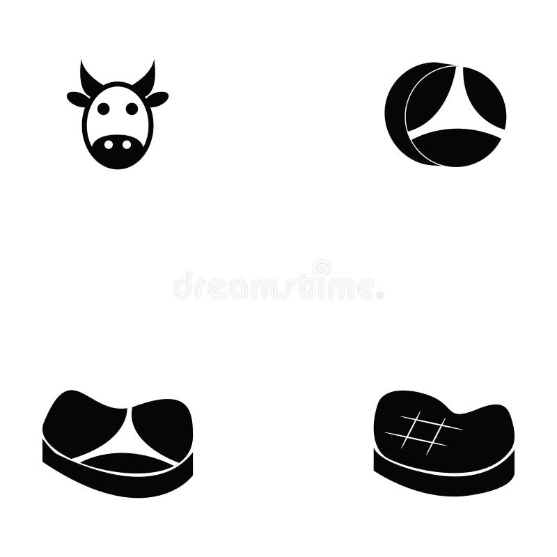 Beef icon set stock vector. Illustration of black, burger - 107346075