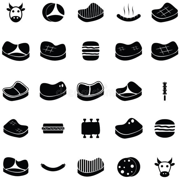 Beef icon set stock vector. Illustration of beef, grill - 107346721