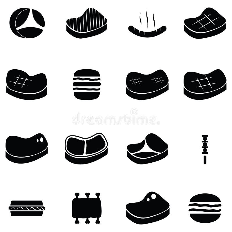 Beef icon set stock vector. Illustration of white, symbol - 107346763