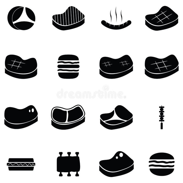 Beef icon set stock vector. Illustration of white, symbol - 107346763