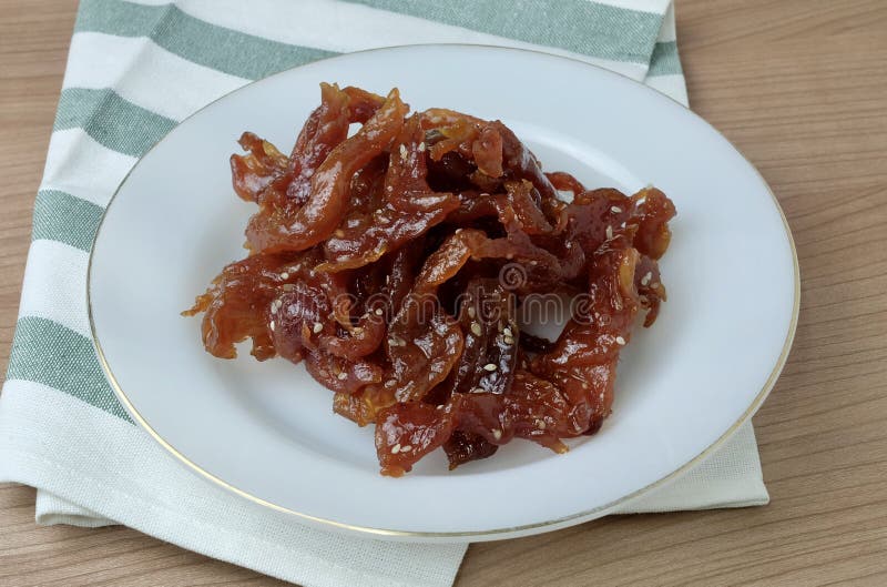 Beef Jerky or Deep Fried Beef Stock Photo - Image of cuisine, nutrition ...