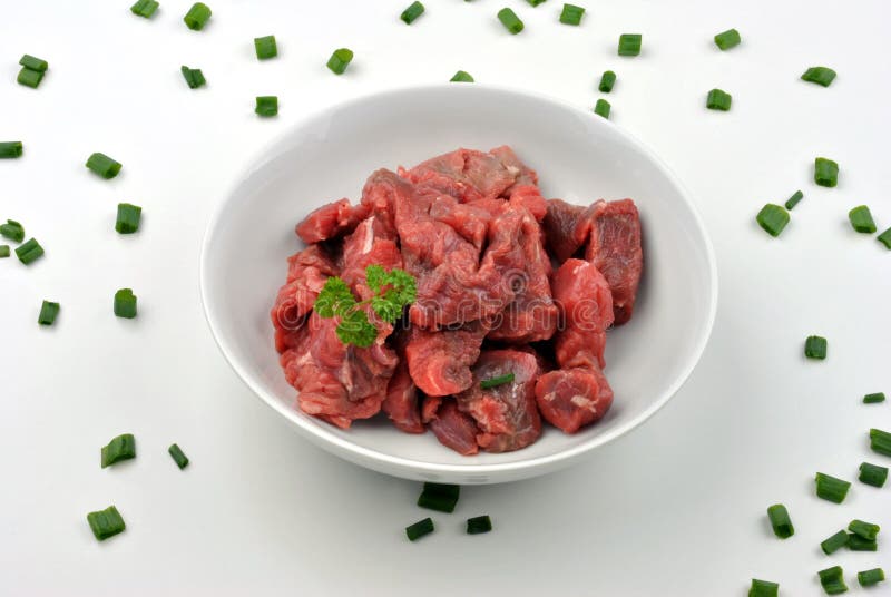 Beef Lean Diced Steak on a Plate Stock Image - Image of restaurant ...
