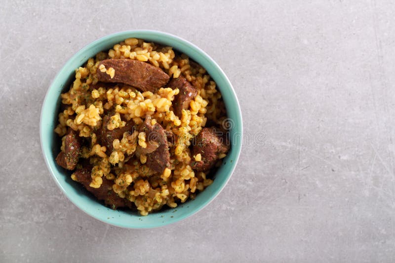 Beef Liver Pieces with Bulgur Stock Image - Image of background ...
