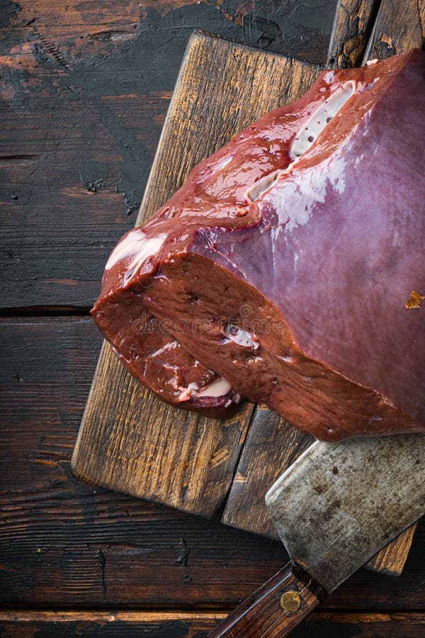 Beef Liver on Wooden Background, Top View Stock Photo - Image of liver ...