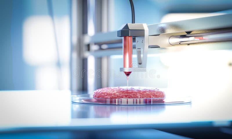 Beef Meat 3d Printing Concept. Hamburger Patty Shape - New Technologies ...