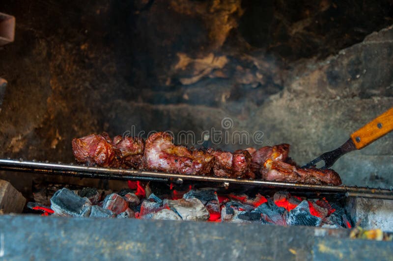 Beef meat on the grill stock image. Image of outside - 111920861