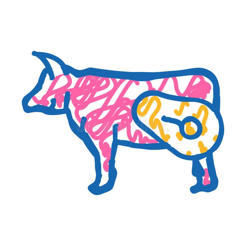Beef Meat Icon Doodle Illustration Stock Vector - Illustration of ...