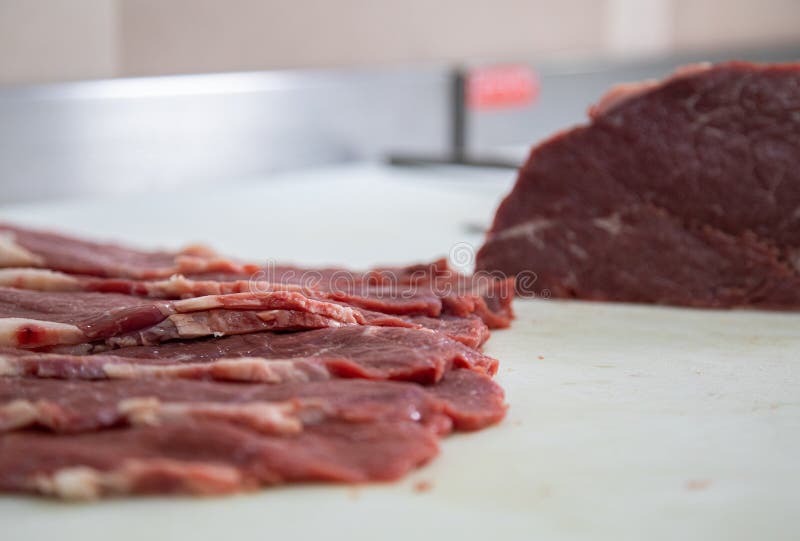 Beef Meat in the Market Showcase Stock Photo - Image of tasty ...