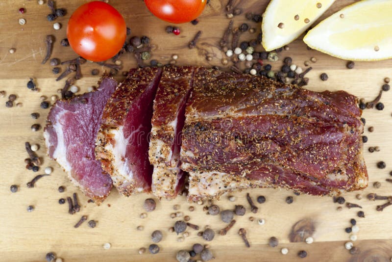 Beef Meat Products with Spices Stock Photo - Image of food, uncooked ...
