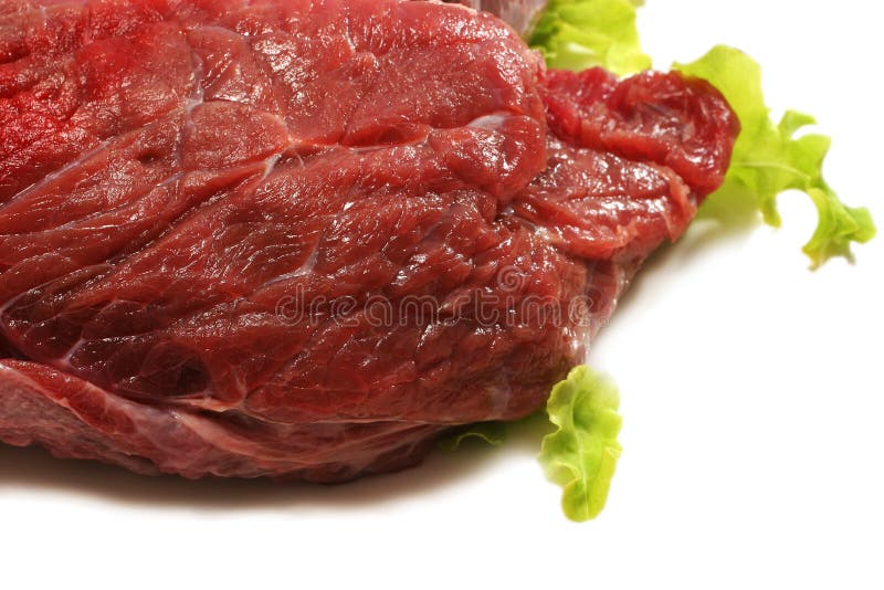 Beef Meat and Salad Over White Stock Image - Image of bloody, lettuce ...