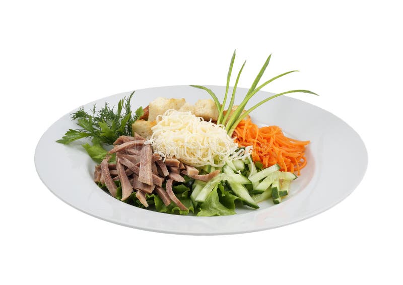 Beef Meat Salad Vegetables and Grated Cheese Stock Photo - Image of ...