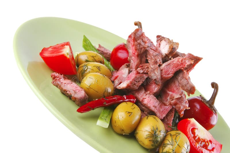 Beef meat served on green stock image. Image of cooking - 12083169