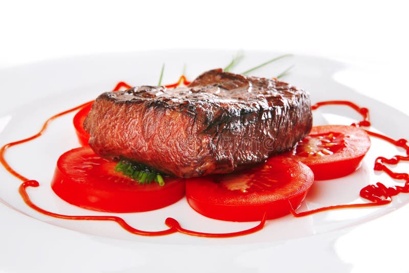 Beef meat served on plate stock image. Image of cuisine - 14478483