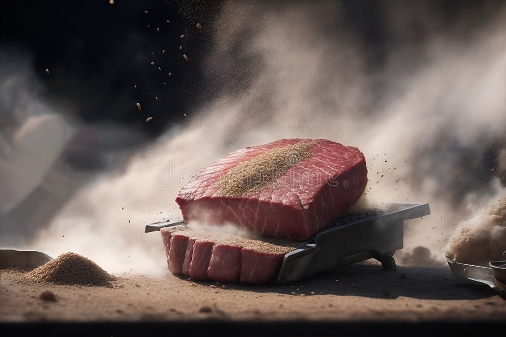 Beef Meat on the Smoke. Generative AI Stock Illustration - Illustration ...