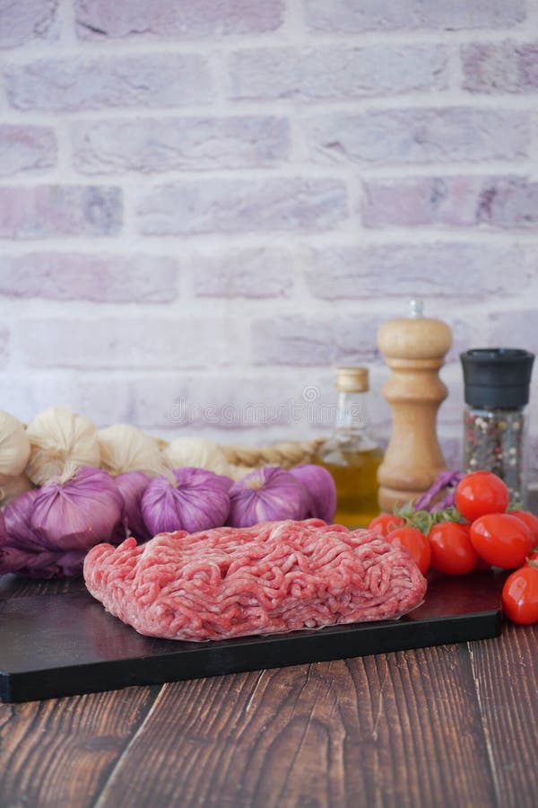Beef Mince and Fresh Vegetables on Table Stock Photo - Image of pepper ...