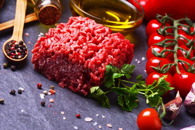 Beef Minced with Spices and Vegetables Stock Photo - Image of mincemeat ...