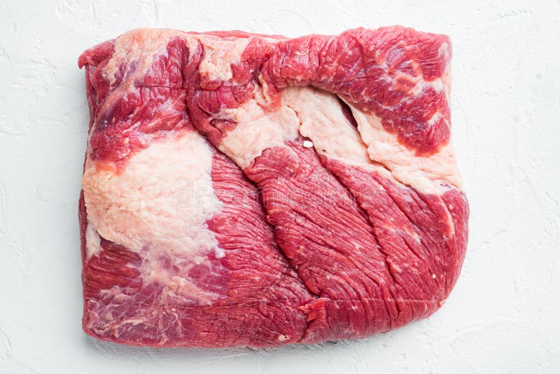 Beef Navel, Raw Beef Brisket Meat, on White Stone Background, Top View ...