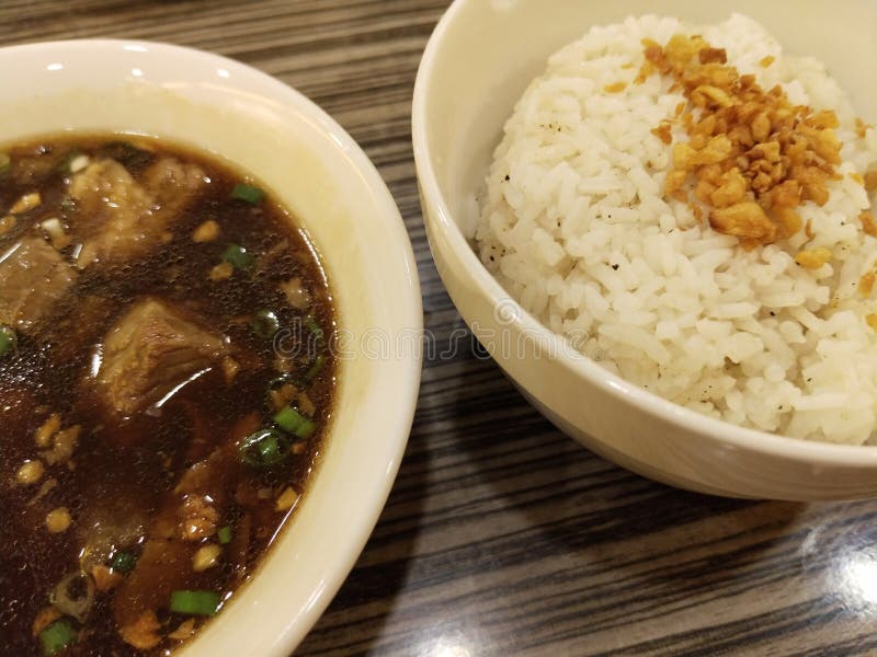 Beef Pares Overload with Garlic Rice Stock Photo - Image of rice ...