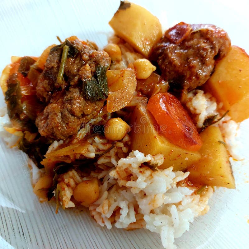 Beef Patties, Vegetables and Rice Stock Image - Image of patties ...