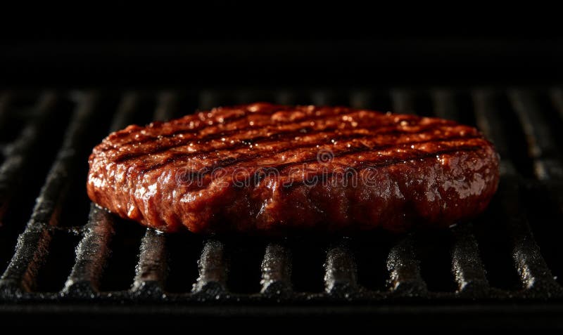 Beef Patty on the Grill. with Copy Space Stock Illustration ...