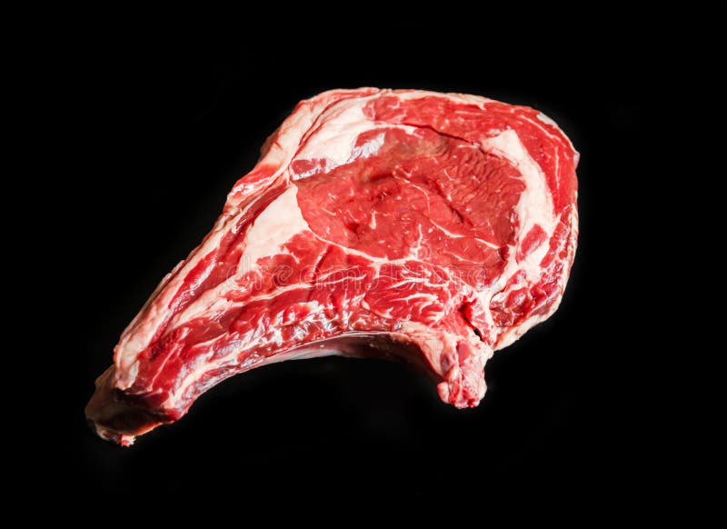 Beef Prime Rib Isolated on Black Stock Photo - Image of fresh, protein ...