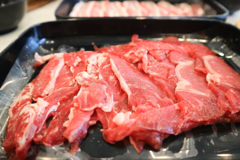Beef, Raw Beef or Sliced Beef and Pork Stock Image - Image of fish ...