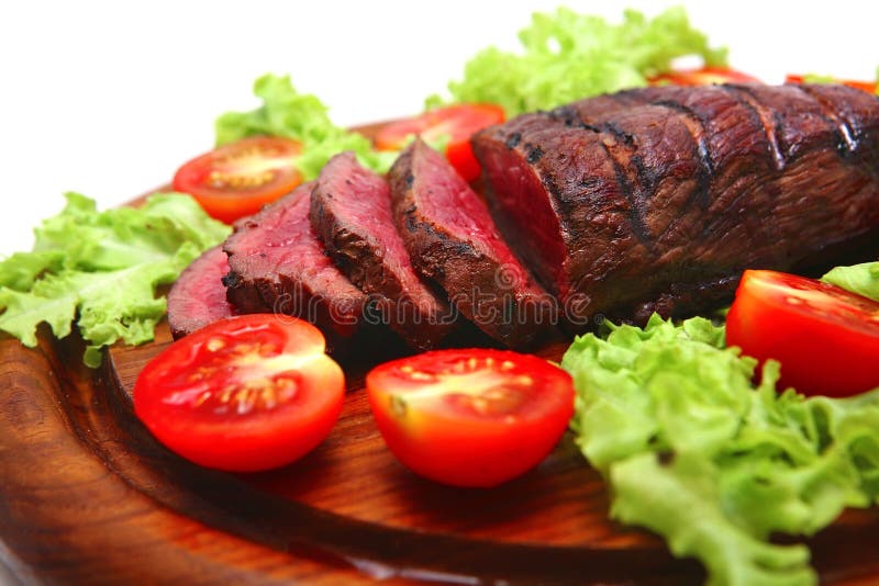 Beef Red Meat on Wooden Plate Stock Image - Image of grilled, chicken ...