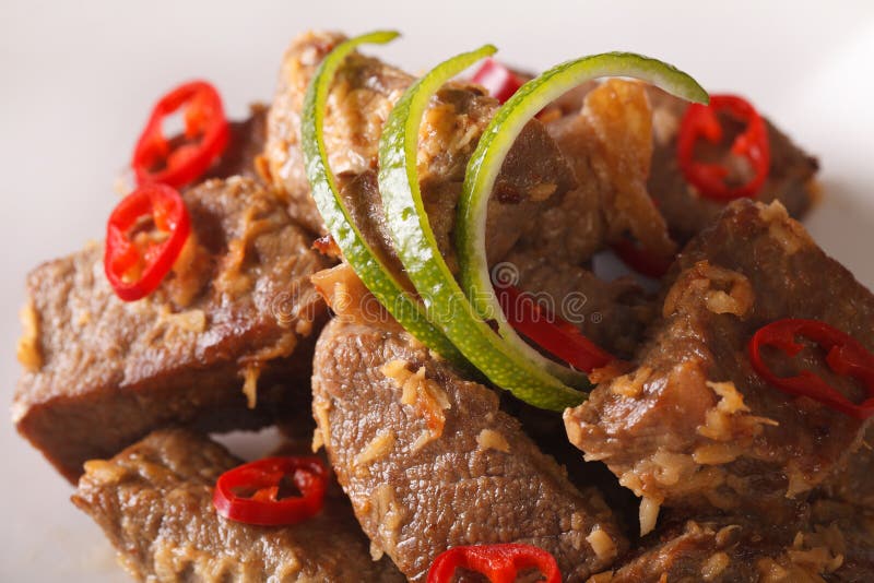 Beef Rendang with Coconut and Spices Macro. Horizontal Stock Image ...