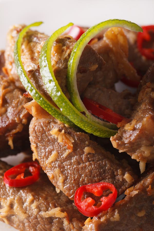 Beef Rendang Coconut Spices Macro Vertical Stock Photos - Free ...