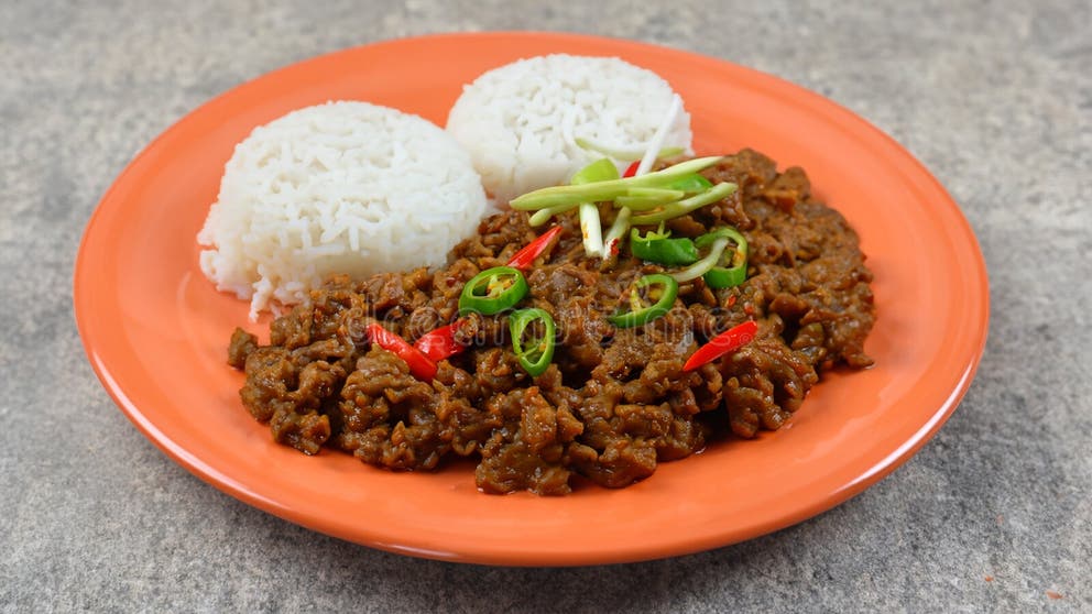 Beef Rendang or Nasi Rendang Sapi. AI Generative Stock Illustration ...
