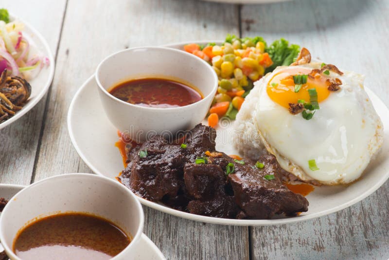 Beef rendang rice stock image. Image of rendang, indonesia - 116450207