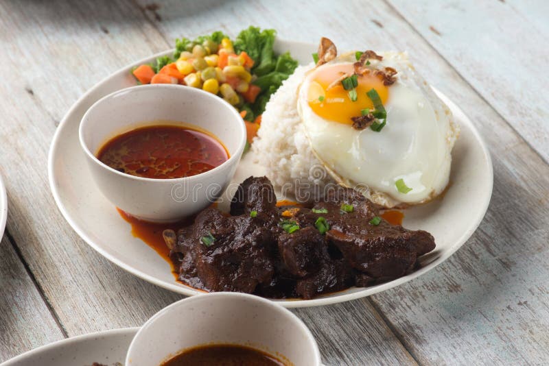 Beef rendang rice stock photo. Image of hebs, indonesian - 116450204