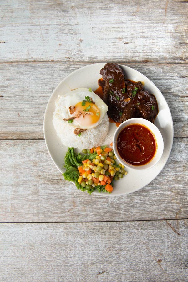 Beef rendang rice stock photo. Image of shot, cooking - 116450164