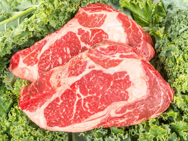 Beef Rib Eye on the Salad Leafs Stock Photo - Image of cooking ...
