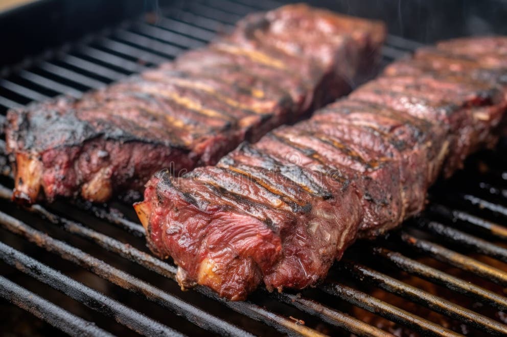 Beef Ribs Fresh Off the Bbq with Grill Marks Apparent Stock ...